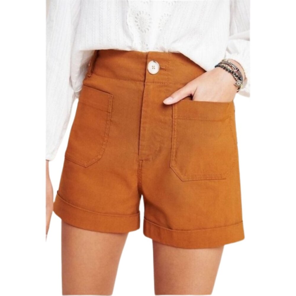 Anthropologie Megan Patch Pocket Shorts In Deep Ochre… - Gem